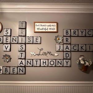 Wall Scrabble Tiles , 4.5 Wood Tile Blocks, Gallery Wall Decor ...