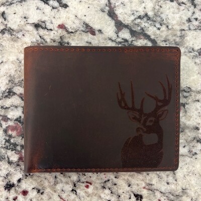 Mens Brown Leather Dog Hunting Wallet. RFID Blocking Genuine Leather ...
