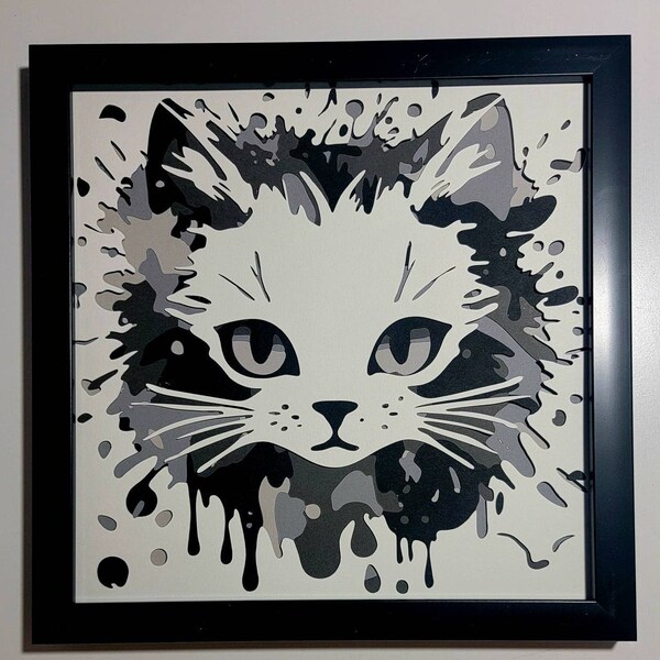 Cat Splash Art Shadow Box, Shadow Box Templates, Laser Cut File ...