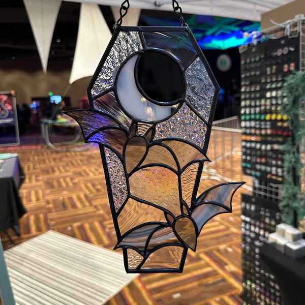 Coffin With Bats Stained Glass Pattern Pdf Digital File | Digital ...