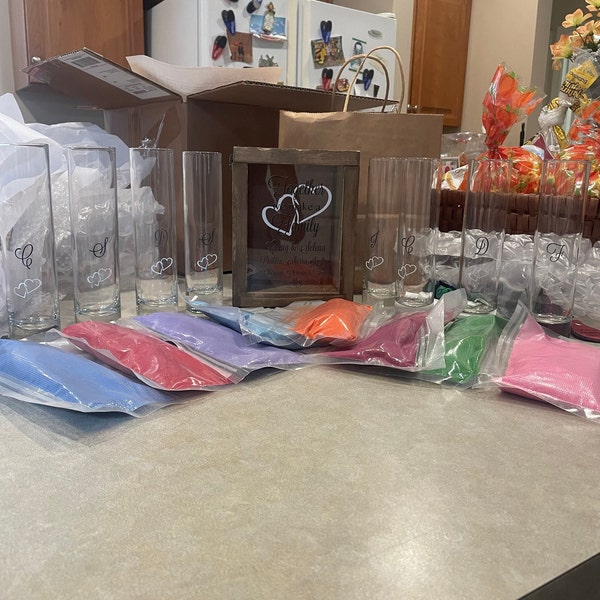 Blended Family Wedding Sand Ceremony Shadow Box Set, Unity Candle ...