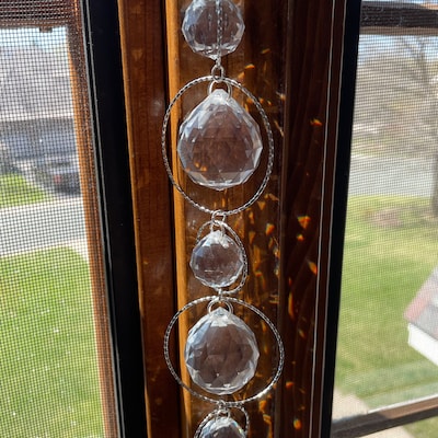 Silver Bangle Sun Catcher Hanging Crystal Prism Sun Window Hanger ...