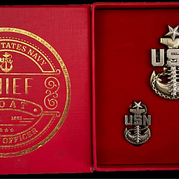 Navy Chief "backbone" Anchor Collar Devices and Cover Pins Set (CPO ...