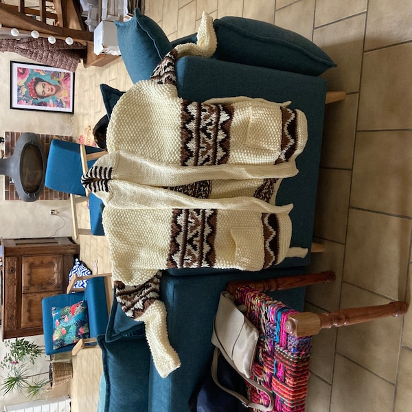 Big Lebowski Cardigan Dude Style Sweater Hand Knit Wool Cowichan Style ...