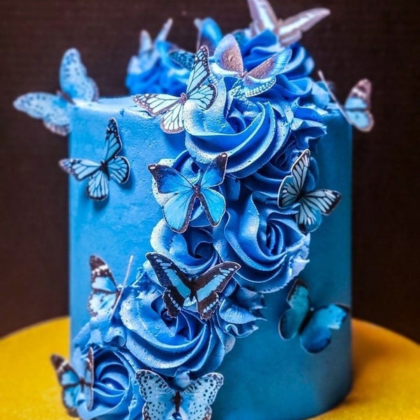 Cakeshop 12 X PRE-CUT Light Blue Butterfly Edible Cake Toppers BT067 - Etsy