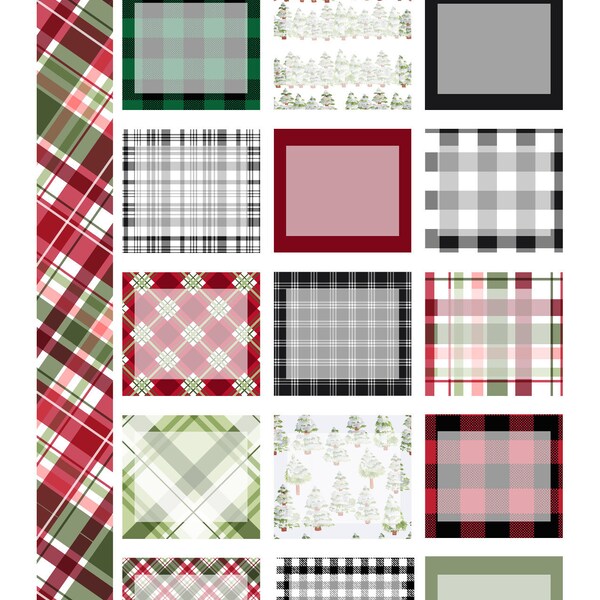 Black & White Gingham Plaid Checks Digital Paper Pack, Seamless ...