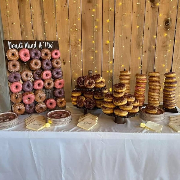 Rustic Donut Wall Stand: Dessert Table Display, Holds 30/60 Doughnuts ...