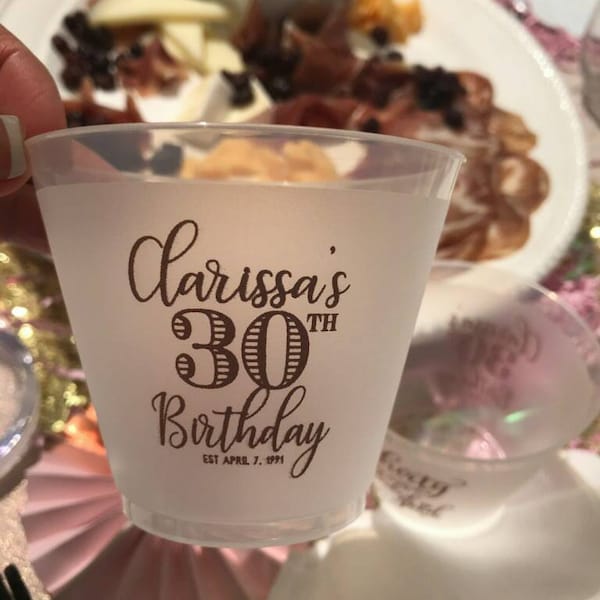 30th Birthday Frosted Cups Personalized Milestone Shatterproof Cups ...