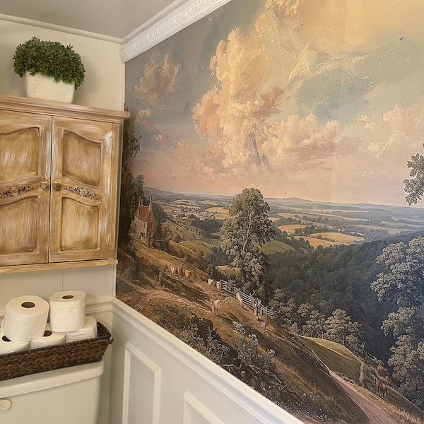 Scenic Wallpaper Mural Rural Landscape Wallpaper Peel and Stick Vintage ...