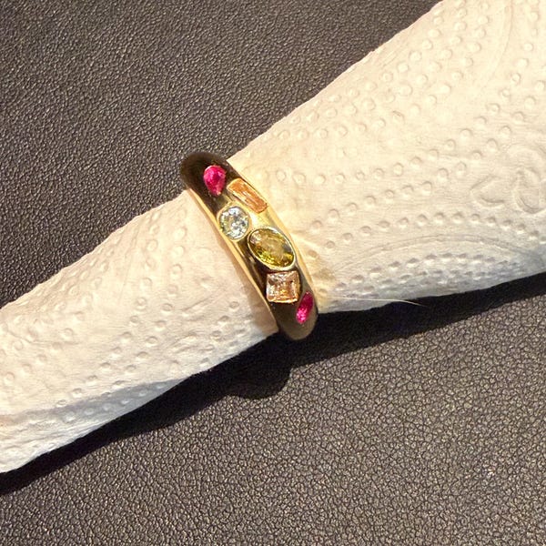 Mixed Birthstone Dome Ring by Caitlyn Minimalist • Chunky Art Deco ...