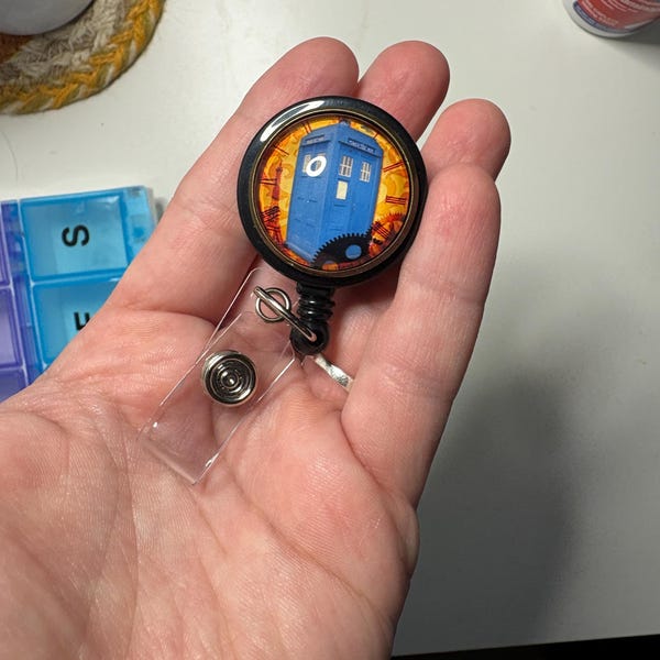 Vintage Map and Compass Retractable Badge Holder - Compass Badge Reel ...