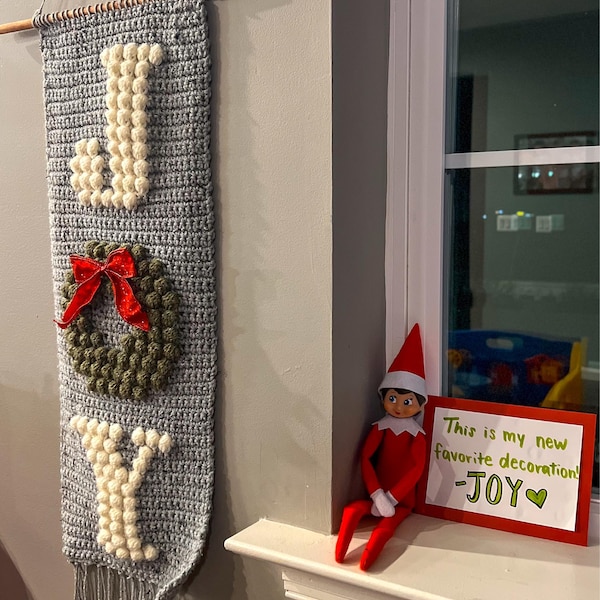 Crochet Joy Wall Hanging Pattern • Christmas Wreath Holiday Crochet ...