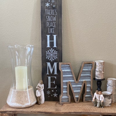 Rustic Winter Decor, There is No Place Like Home, Christmas Sign ...