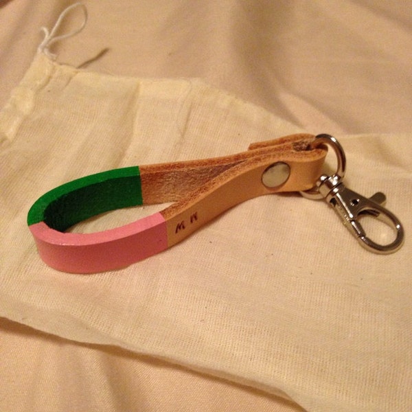 Custom Color Block Color Leather Keychain, Personalized Leather ...