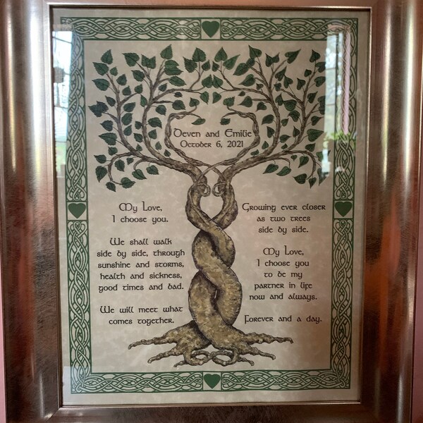 Two Trees Entwined W Poem 8x10 Wedding Print Personalized Handfast ...