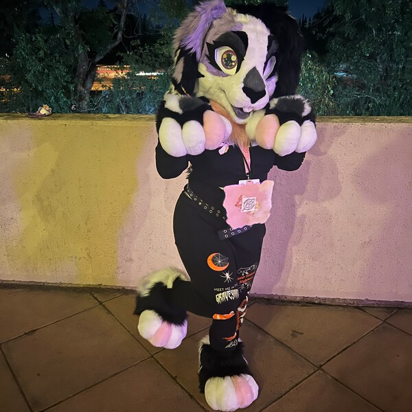 Pastel Rainbow and Black Husky Fursuit Curl Tail - Etsy