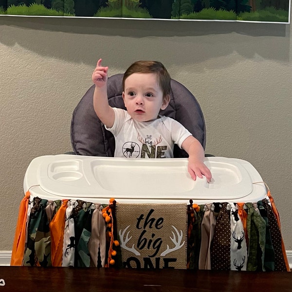 The Big One Deer Hunting High Chair Banner - Boys First Birthday Banner ...