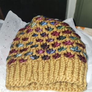 Hand Knitted Hat - AUTUMN MAPLES Toque Beanie - 100% Acrylic Yarn ...