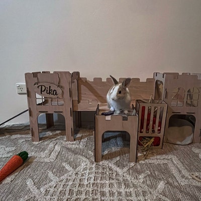 Wooden Rabbit House, Bunny сastle 2 Ramps - Etsy