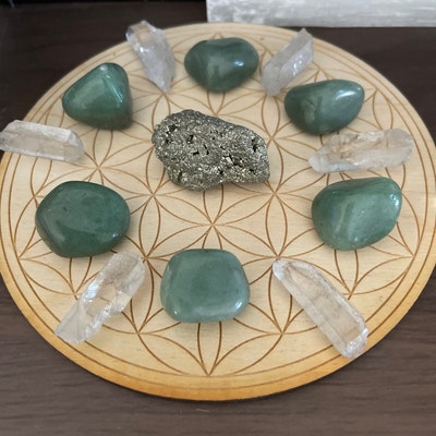 Abundance and Good Fortune Crystal Grid Kit Flower of Life Reiki ...