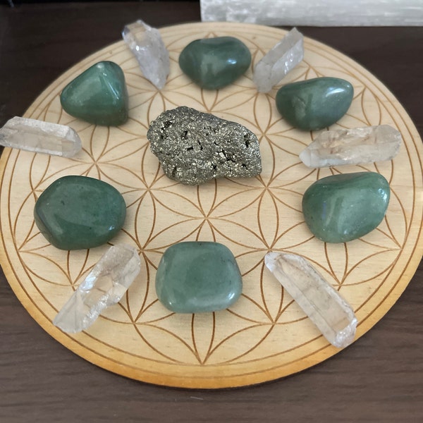 Abundance and Good Fortune Crystal Grid Kit Flower of Life Reiki ...