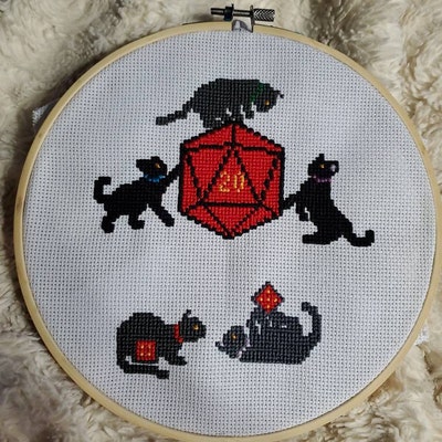 Cats Playing With D20 and Dice Cross Stitch Pattern - Etsy