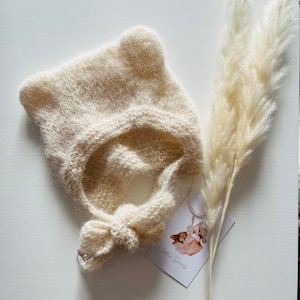 Little Bear Bonnet, Baby Knitted Hat, Baby Bonnet, Photoprops, Alpaca ...