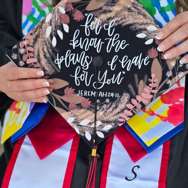 Customizable Floral Grad Cap Decoration Self-adhesive Boho Pampas Grass ...
