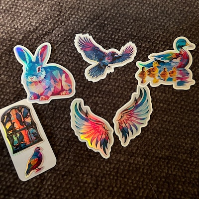 Holographic Peacock Sticker Rainbow Decal Laptop Feather Bird Shiny ...