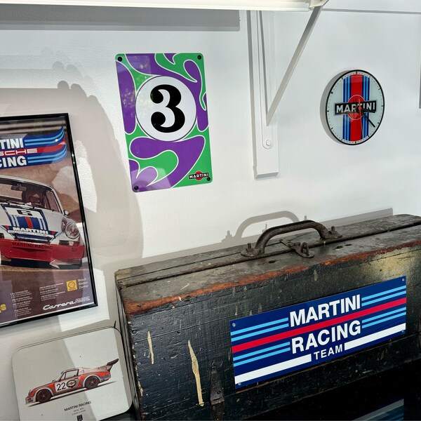 Metal Garage Wall Man Cave Sign Featuring A Martini Racing Team Theme ...