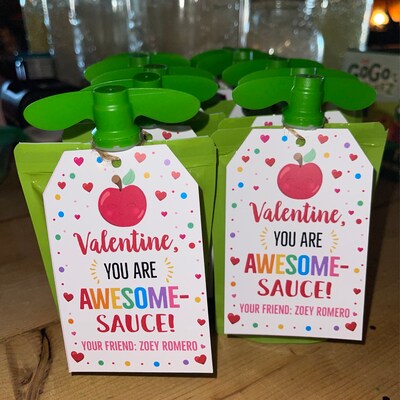 Applesauce Valentine Gift Tag You're Awesome Sauce Valentines Day Tag ...
