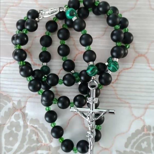 Men's Genuine Shungite Rosary, Catholic Rosaries, Prayer Necklace, Dad ...