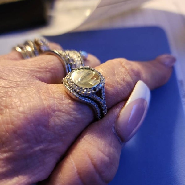 Sterling Silver Monogram Ring, Stackable Monogram Ring, 925 Monogram Ring, Initial Ring, Dainty ...