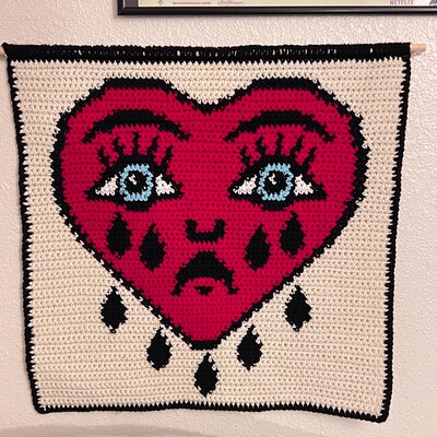 Crying Heart Crochet Wall Hanging Pattern - Etsy