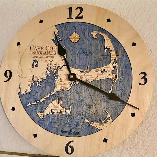 Cape Cod Wood Map Wall Clock, Cape Cod Gifts, Coastal Wall Decor, Large ...