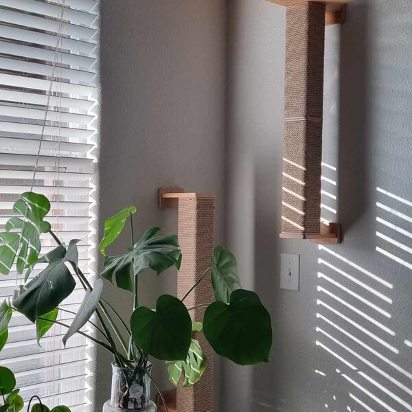 Corner Cat Bed With Cushion, Cat Corner Shelf + Steps, Corne Cat Shelf ...