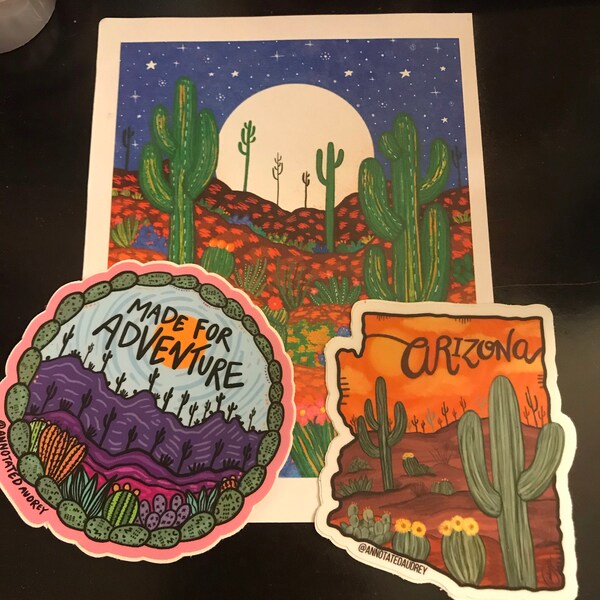 Vinyl Sticker | Orange Arizona Weatherproof Decal Cactus Sticker for ...