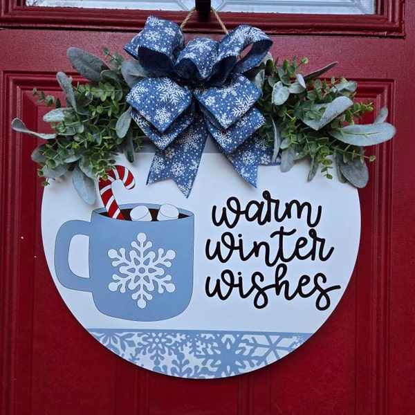 Winter Front Door Welcome Sign | Winter Front Door Wreath | Warm Winter ...