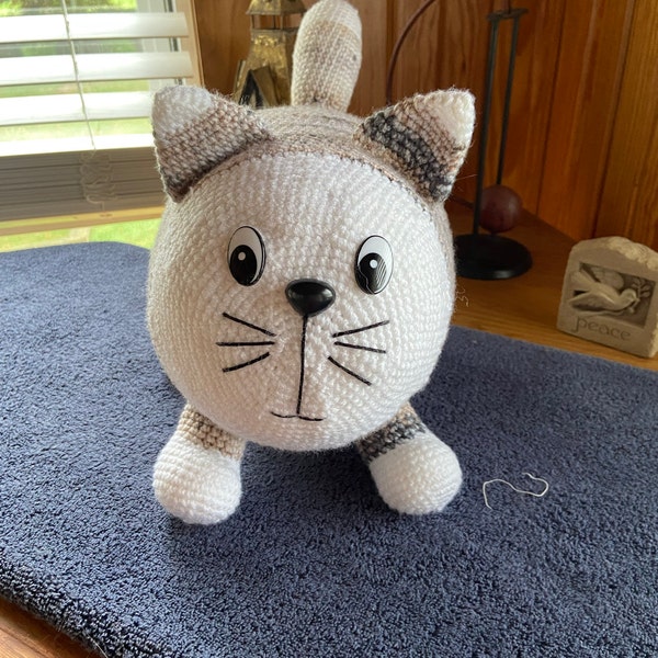 Handmade Crochet Fat Cat Plush Toy - Adorable Amigurumi Kawaii Chubby ...