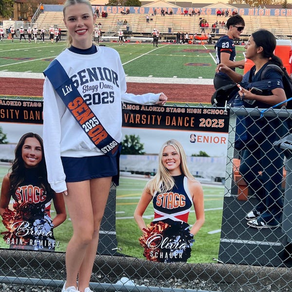 Outline Text Senior Sash Cheerleading Cheer Dance Color Guard Soccer ...