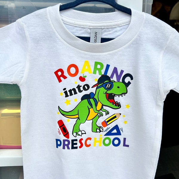 Roaring Into Preschool With Dinosaur Back to School, T-rex First Day of ...