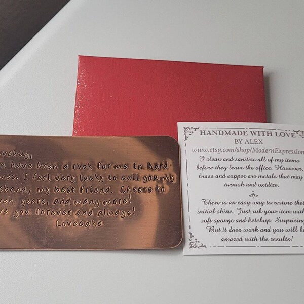 Copper Anniversary - Custom Copper Wallet Insert - Customized Metal ...
