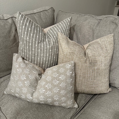 Neutral Pillow Combinations, Beige Cream Pillow Covers, Neutral Sofa ...