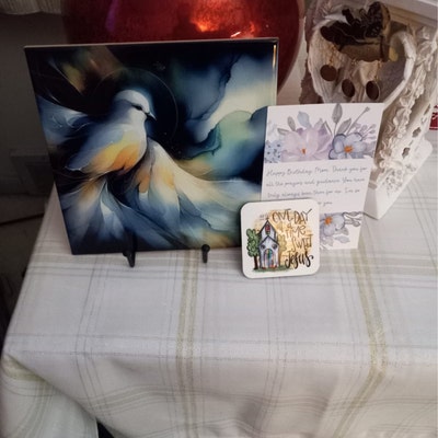 Christian Cross Ceramic Art Tile Stained Glass-look Ceramic Tile Gift ...