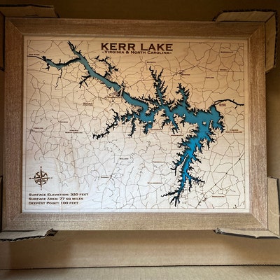 KERR LAKE, Custom Wood Map, Lake House Decor, Sign, Custom Lake Map ...