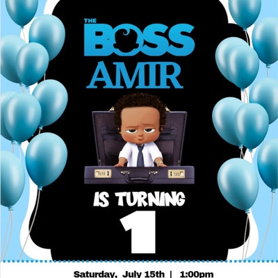 Editable Boss Baby Birthday Invitation-canva-african American Boss Baby ...