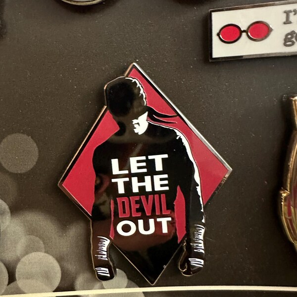 Daredevil - Let the Devil Out - 1.75" Black Nickel Pin - Black Costume ...