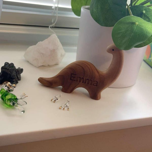 Diplodocus Dinosaur Wooden Toy Diplocaulus Dinosaur Custom Name ...