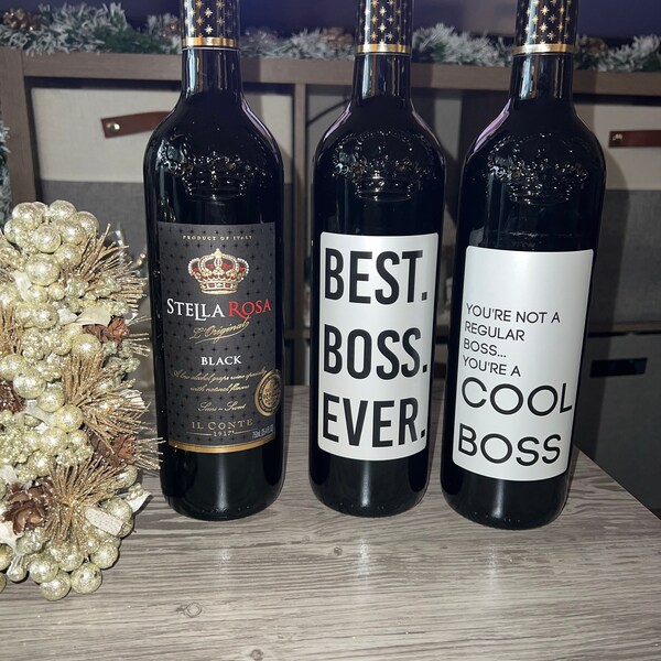 4 Pack Boss Boss Gift Wine Bottle Labels | Bosses Day Christmas Thank ...