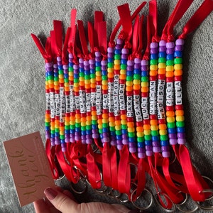 Personalised Beaded Bag Tag or Keychain for School Bags, PE Bags or ...